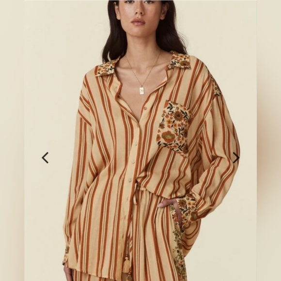 Spell | Tops | Spell Impala Lily Shirt Dress In Gold | Poshmark